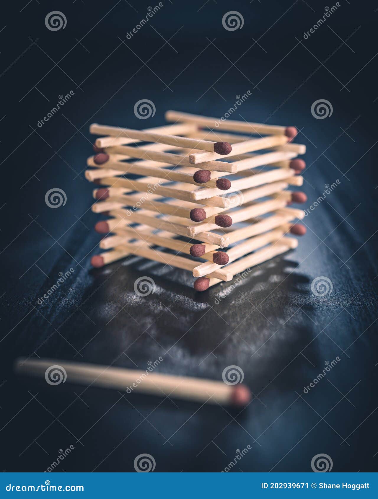 Stack of Matches with a Single Match Stock Image - Image of detail ...