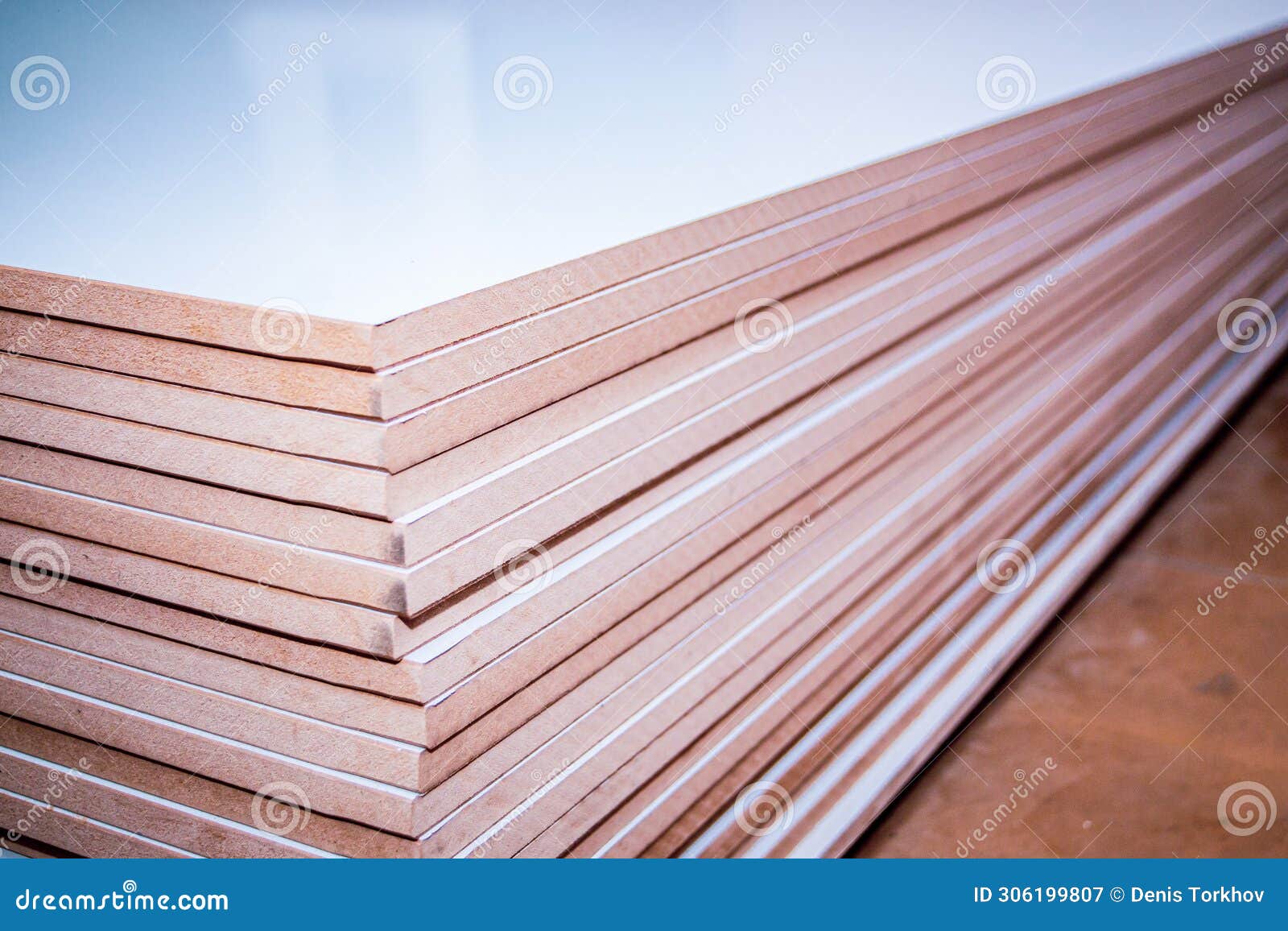 Stack of MDF Panels Close-up at Furniture Production Stock Image ...