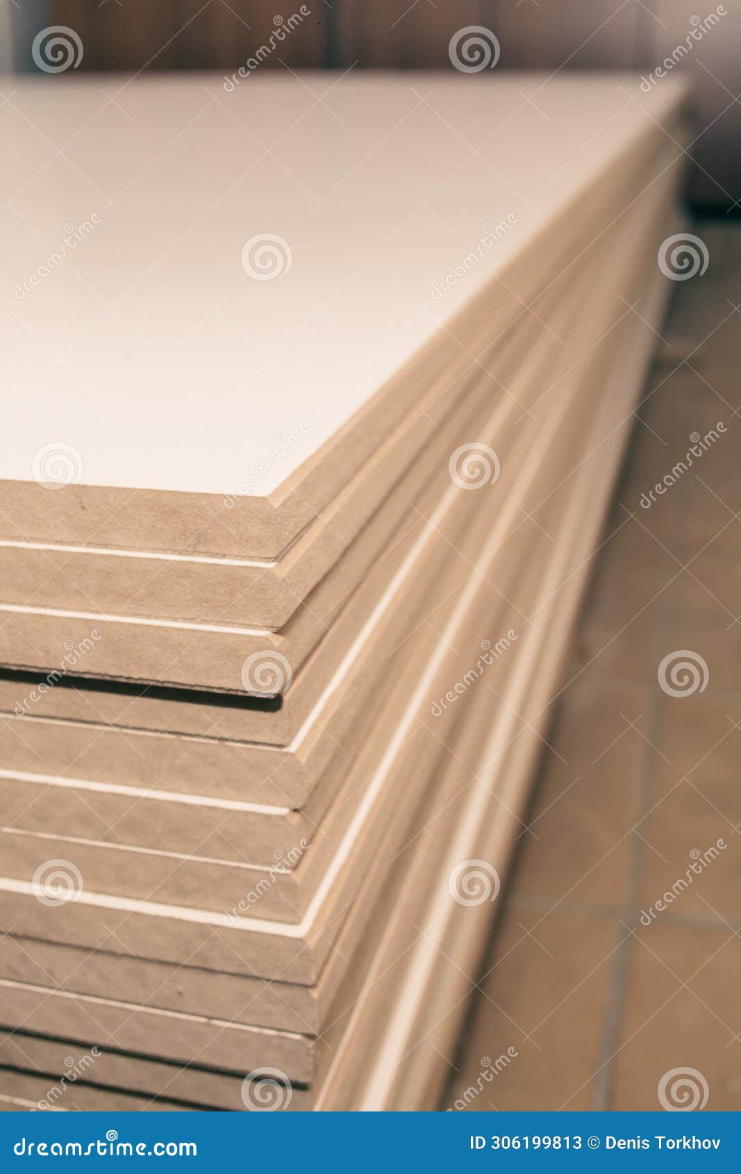 Stack of MDF Panels Close-up at Furniture Production Stock Image ...