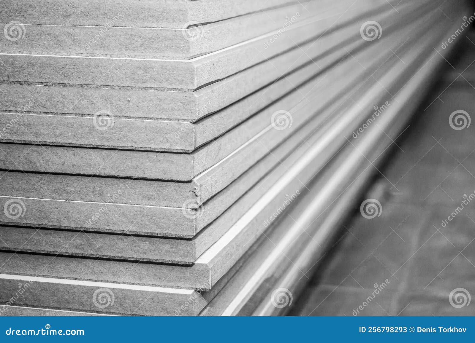 A Stack of Mdf Panels Neatly Stacked in a Cabinetry Shop, Background ...