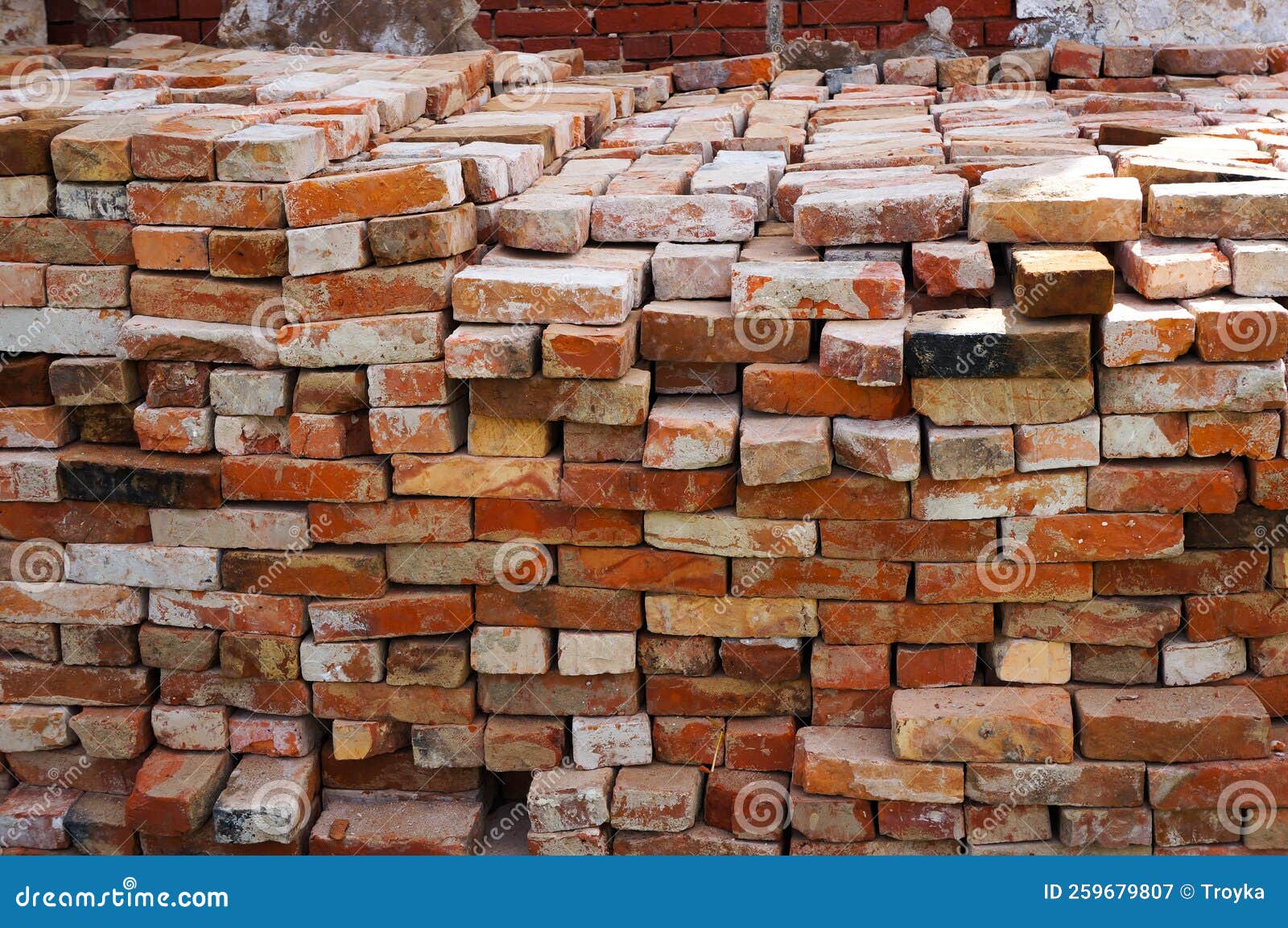 Stack of Medieval Bricks during Restoration of Old Building Stock Image ...