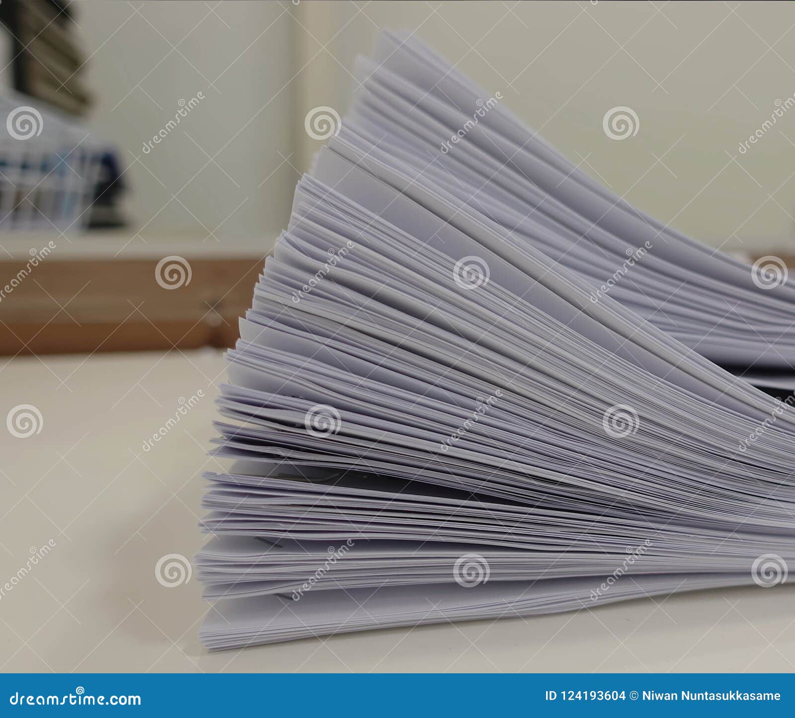 Stack of Meeting Paper on the Table with Blurred of Office Room Stock ...