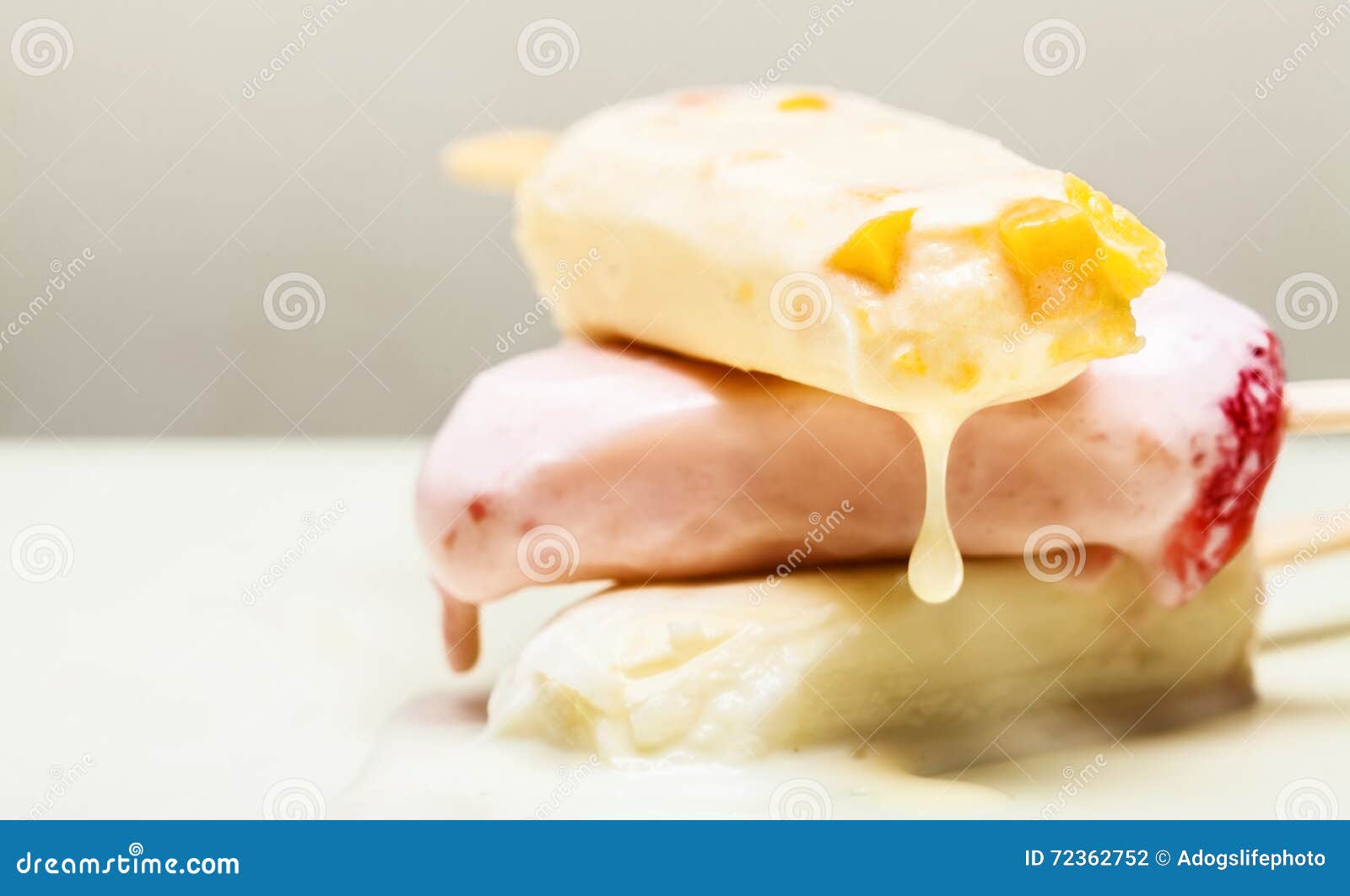 Stack of Melting Gourmet Ice Cream Bars Stock Photo - Image of stick ...