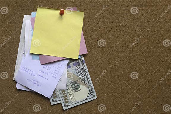 A Stack of Memo Notes with Payment Receipt and Dollar Bill on Notice ...