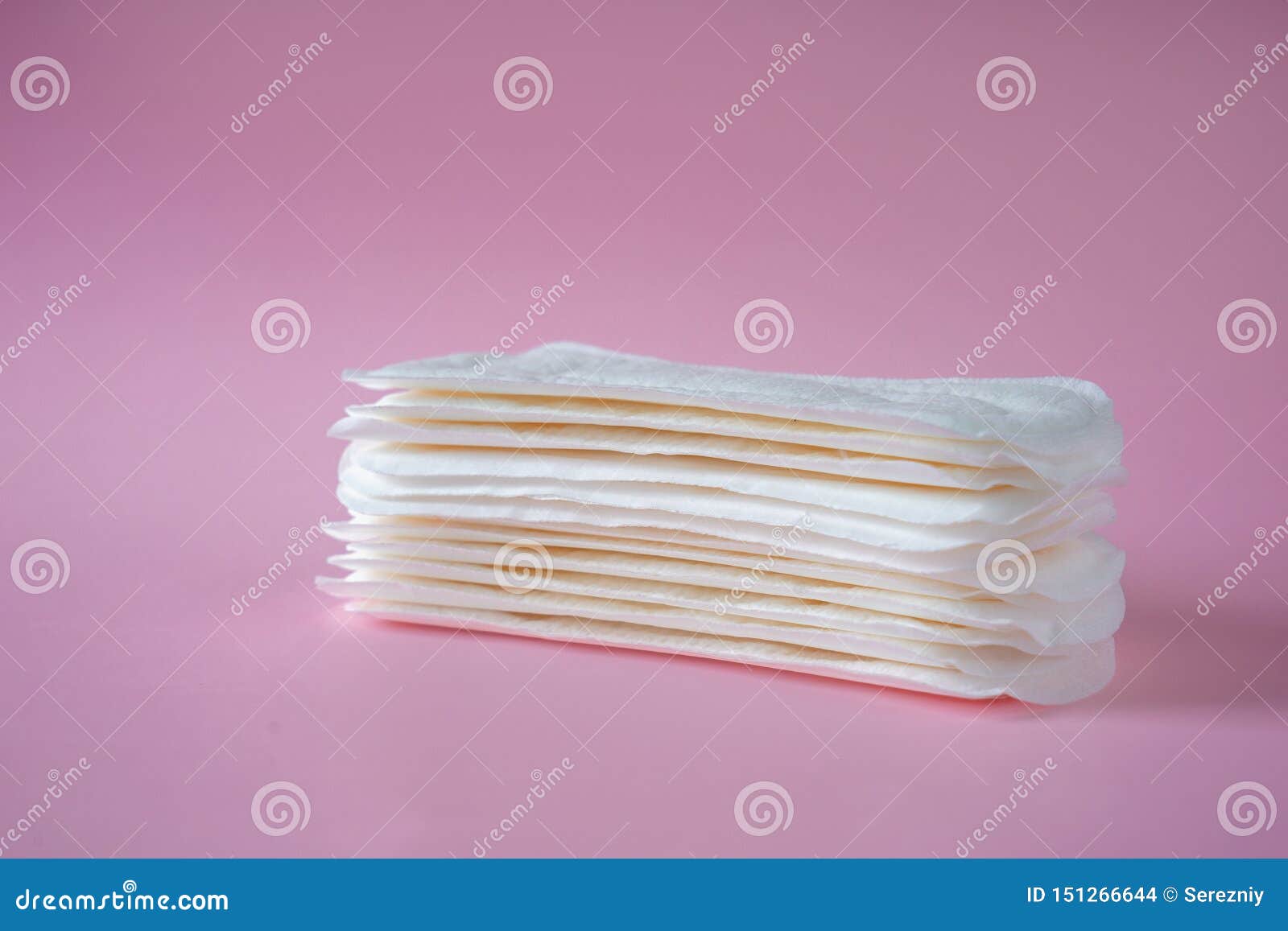 Stack Of Menstrual Pads On White Background. Gynecological Care Royalty ...