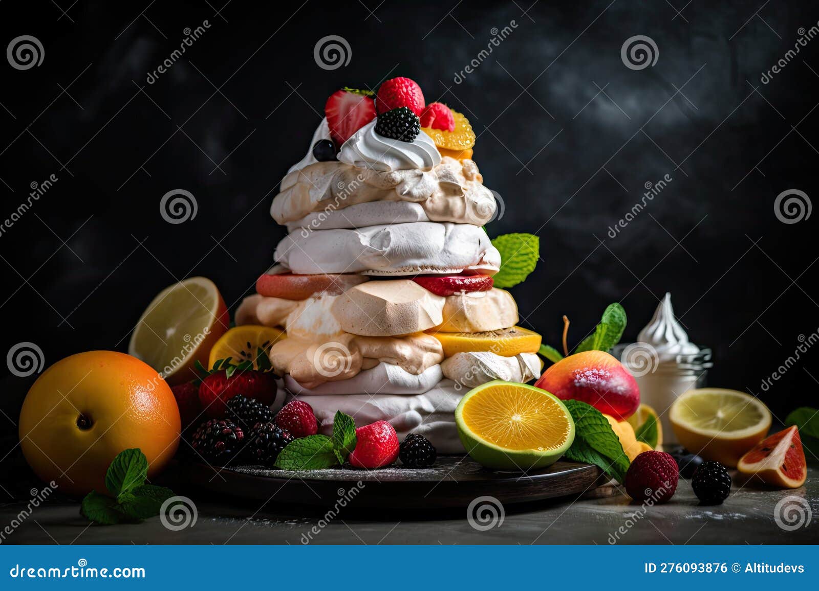 Stack of Meringue Rounds, with Layers and Flavors of Different Fruits ...