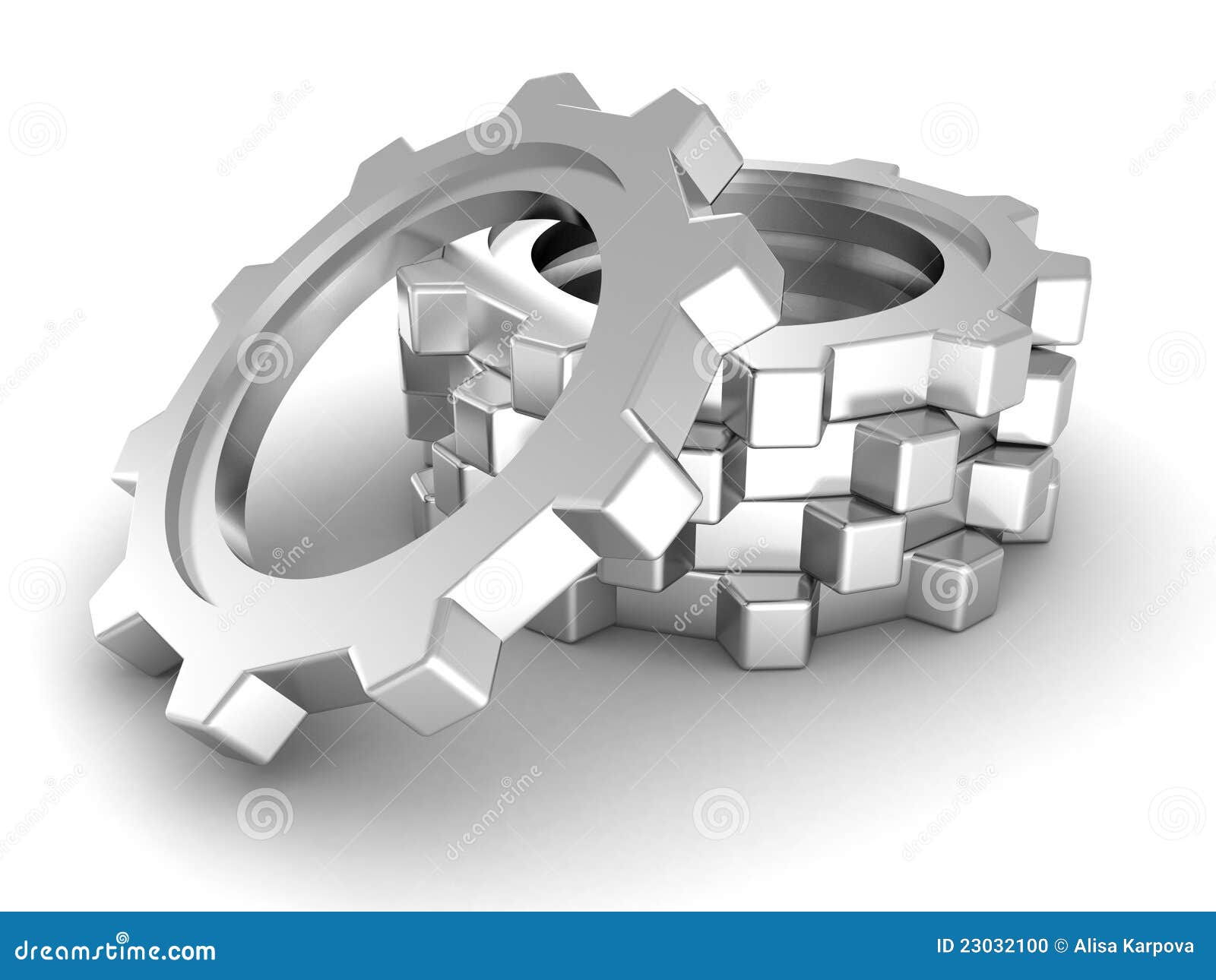 Stack of Metal Gears on White. Teamwork Concept Stock Illustration ...