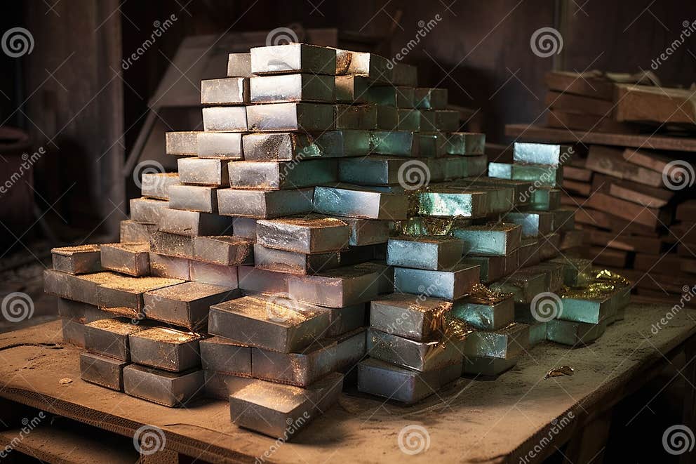 Stack of Metal Ingots Ready for Processing Stock Image - Image of ...