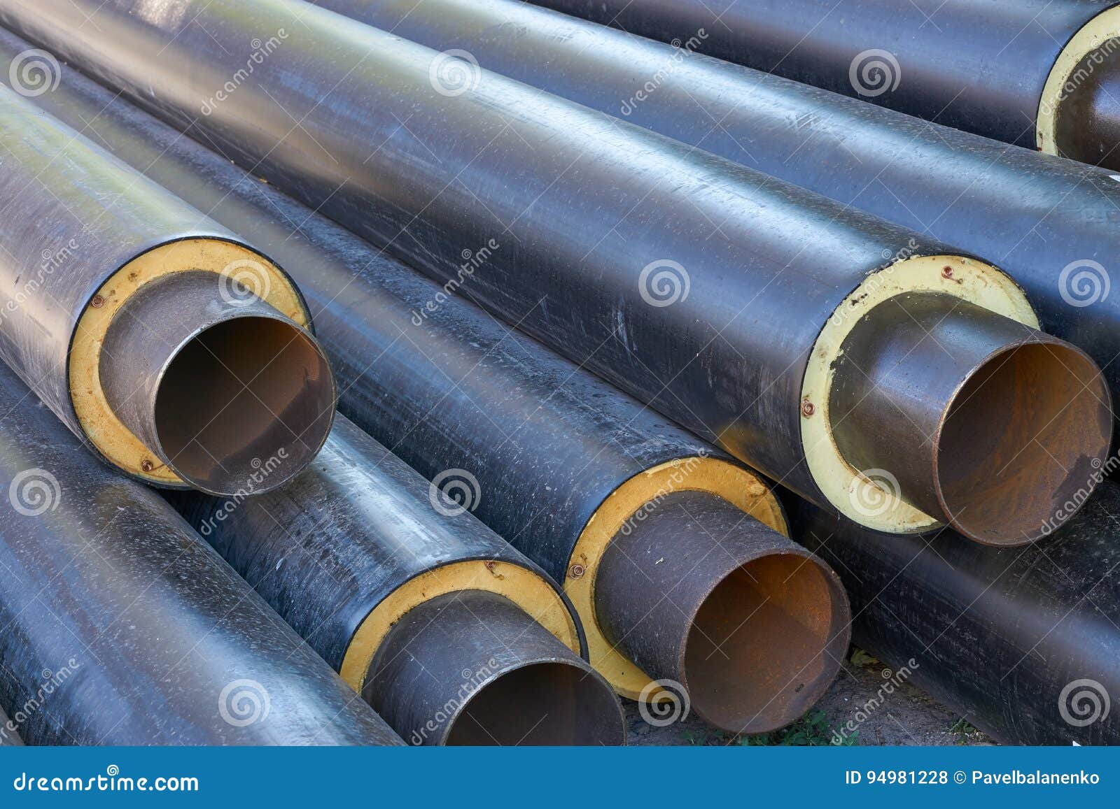 Stack of Metal Pipes Tubes with Heater and Pvc Shell Stock Photo ...