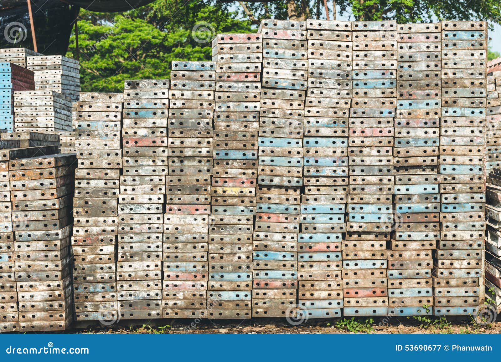 Stack of Metal Platform Use for Scaffolding Stock Image - Image of ...