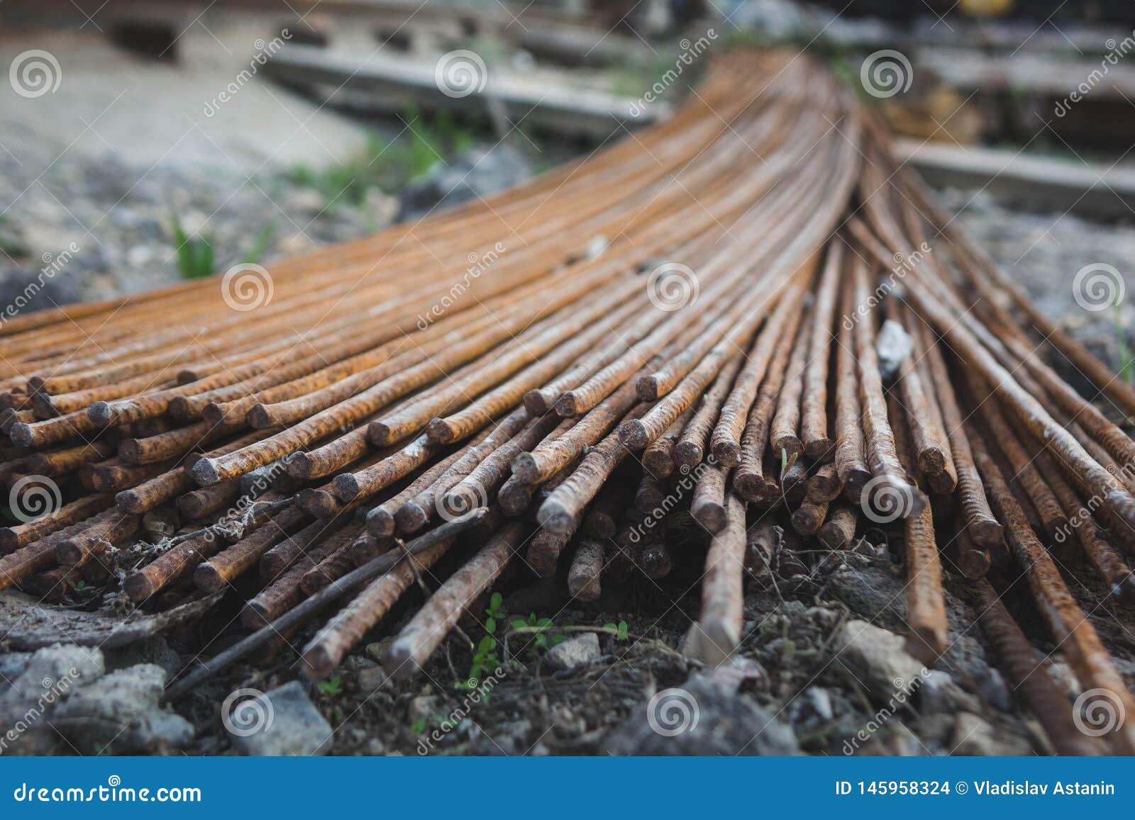 Stack of the Metal Rusty Reinforcement Bars. Stock Photo - Image of ...
