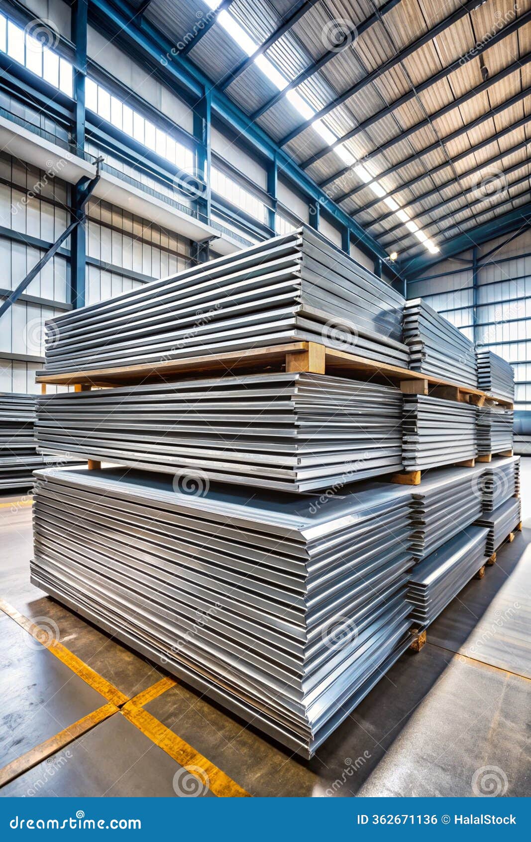 Stack of Metal Sheets in a Warehouse Stock Illustration - Illustration ...