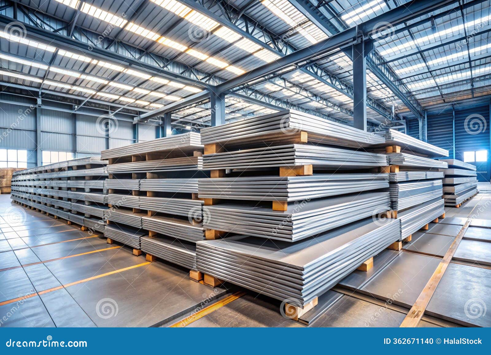 Stack of Metal Sheets in a Warehouse Stock Illustration - Illustration ...