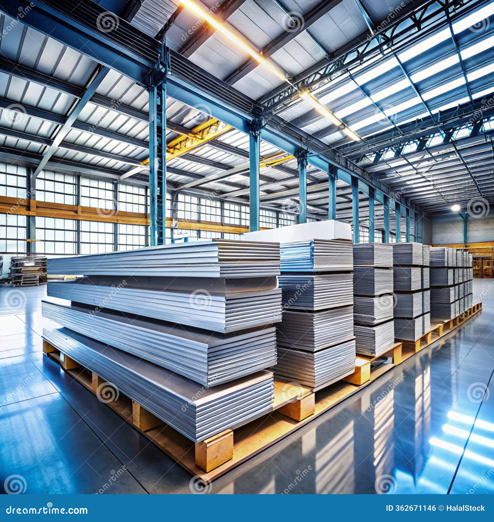 Stack of Metal Sheets in a Warehouse Stock Illustration - Illustration ...