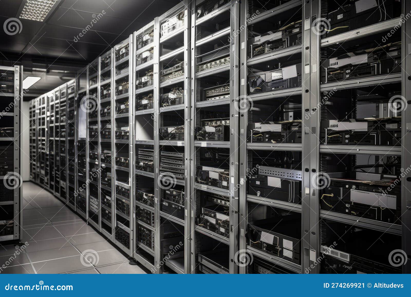 Stack of Metal Shelving Filled with Storage Disks and Other it ...