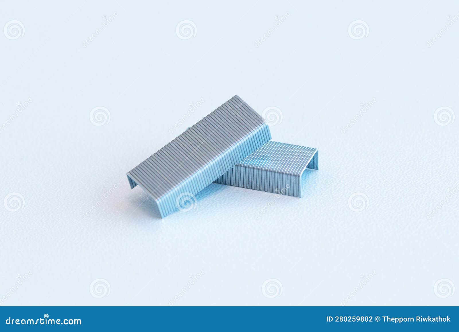 Stack of Metal Staples Small (stapler) on a White Background. Stock ...