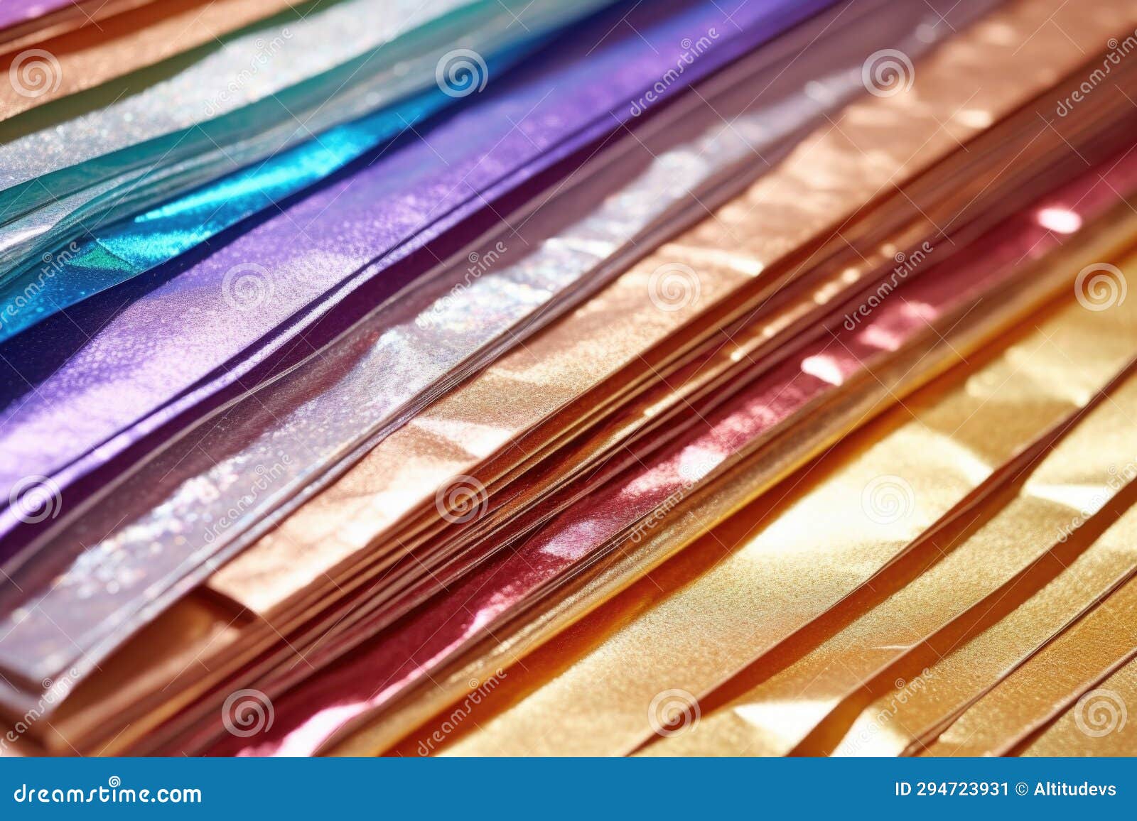 Stack of Metallic Craft Papers on a Shiny Surface Stock Image - Image ...