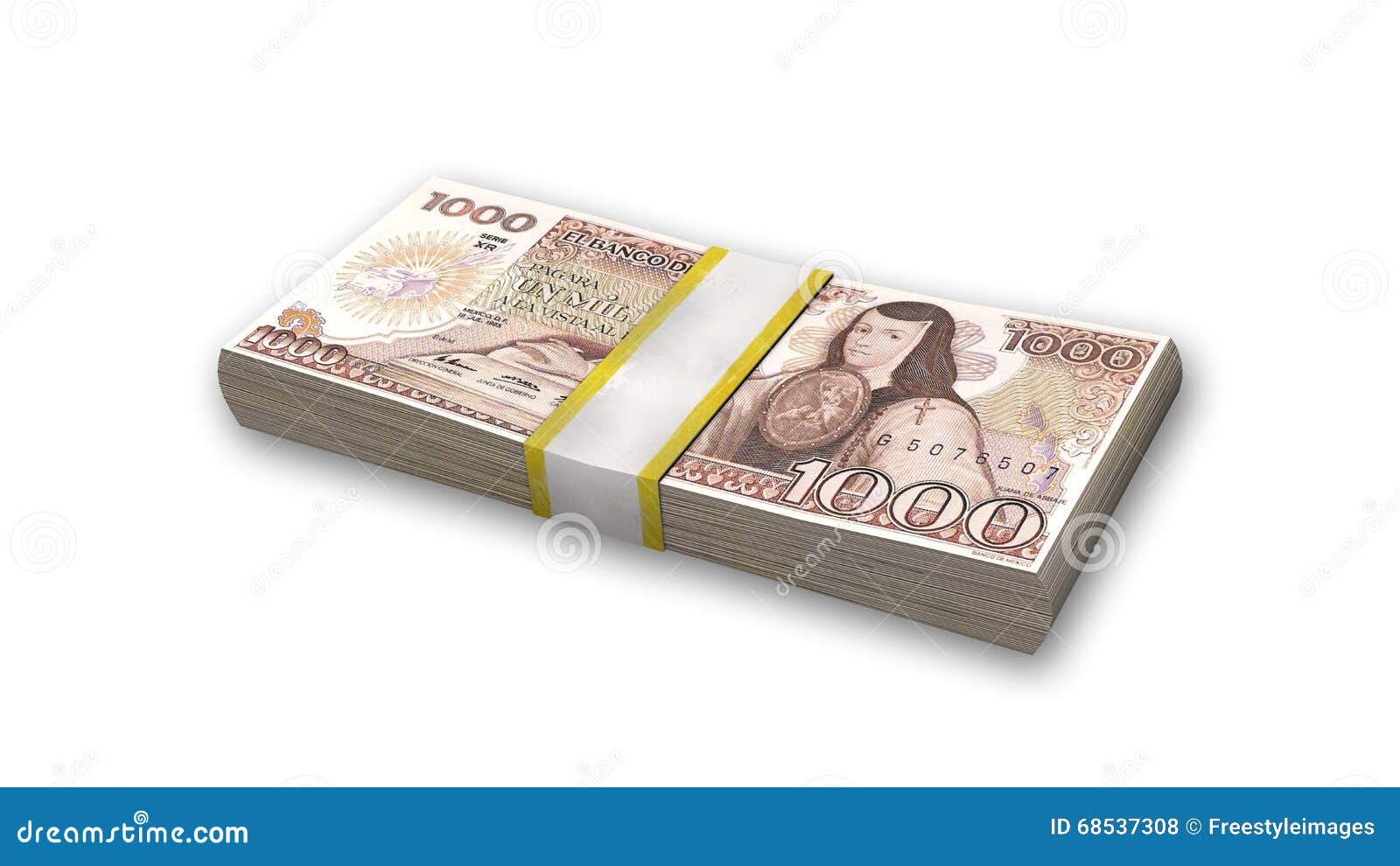 Stack of Mexican Currency, 1000 Pesos Bills, Money on White Stock Photo ...