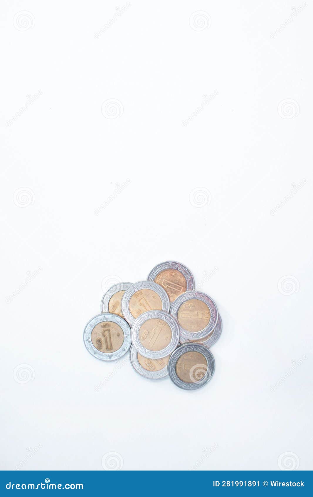 Stack of Mexican One Peso Coins on a White Background Stock Image ...