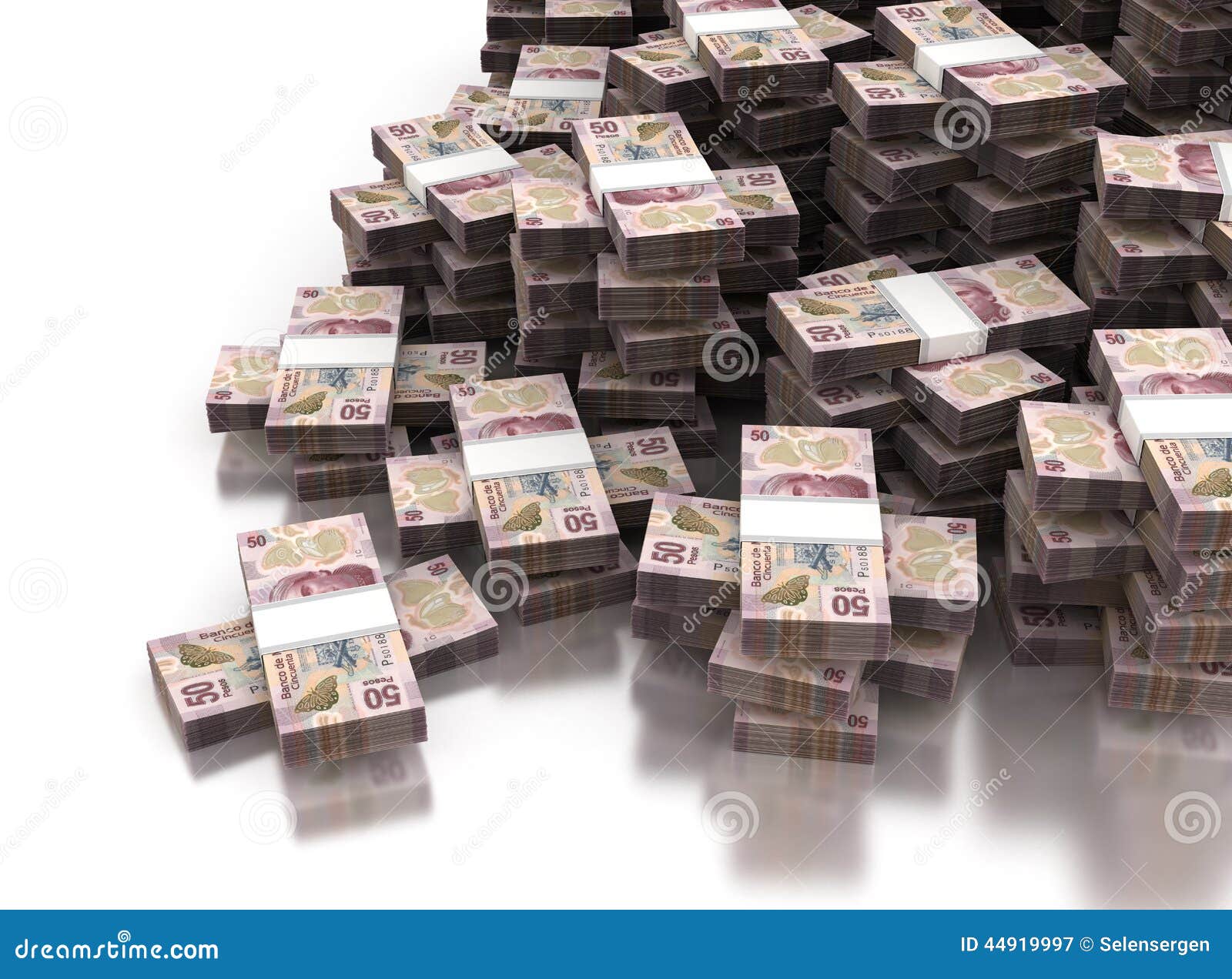 Stack Of Mexican Peso Notes Isolated On White Background Royalty-Free ...