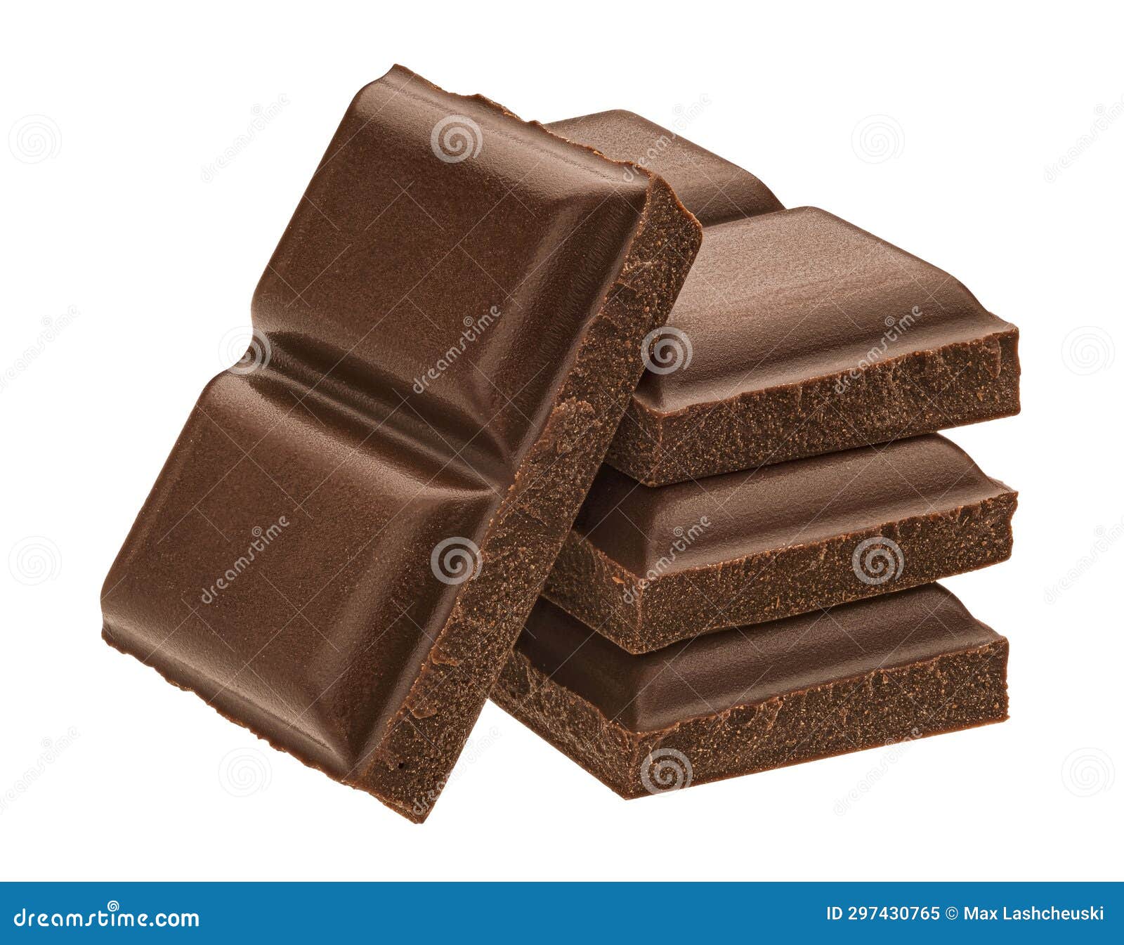 Stack of Milk Chocolate Pieces Isolated on White Background Stock Image ...