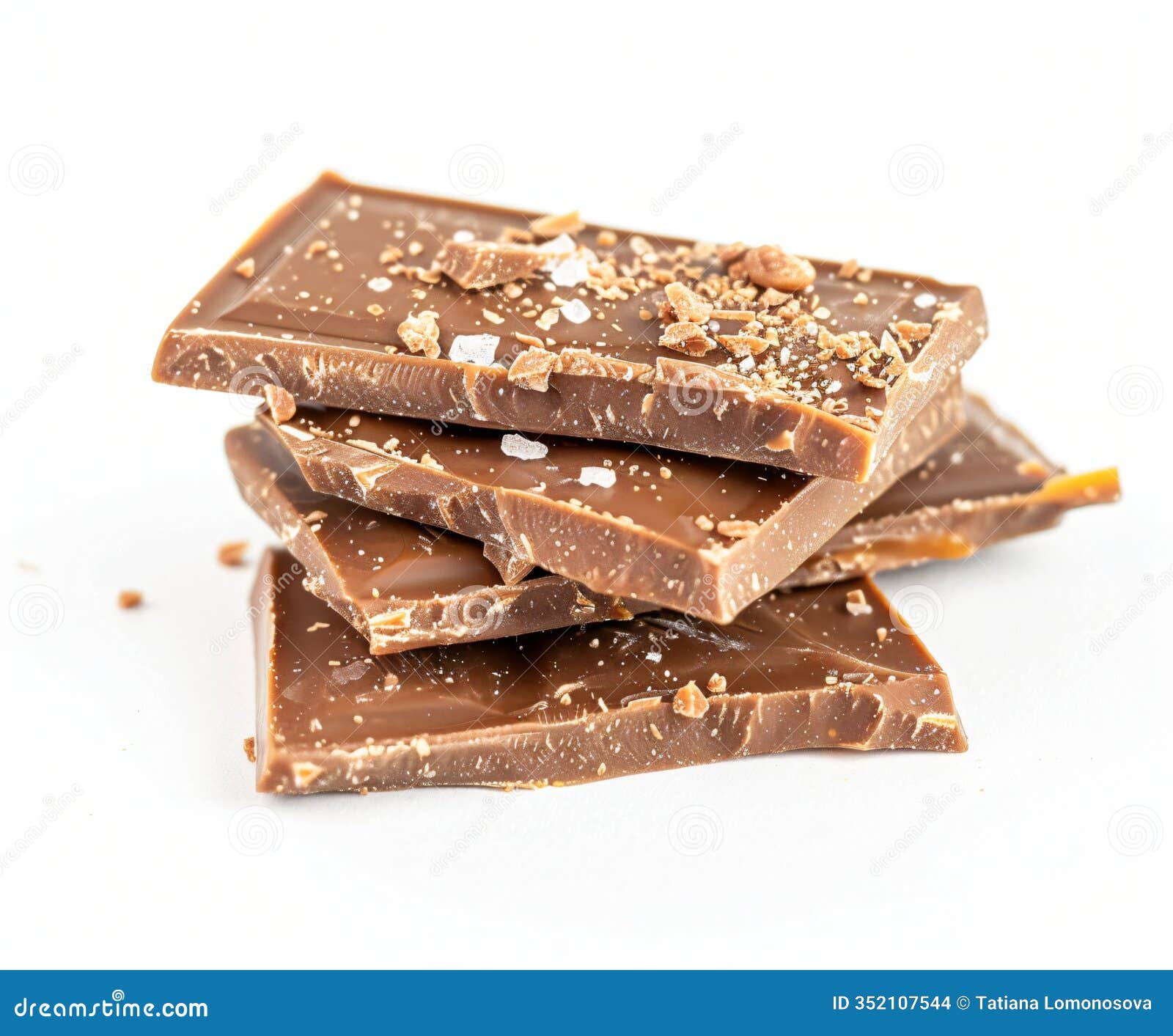 Stack of Milk Chocolate Pieces Isolated on White Background Stock ...