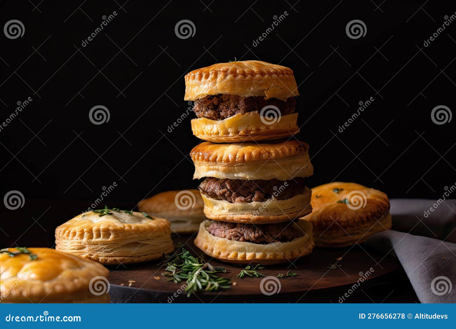 Stack of Mini Meat Pies, Ready To Be Served at Breakfast or Brunch ...