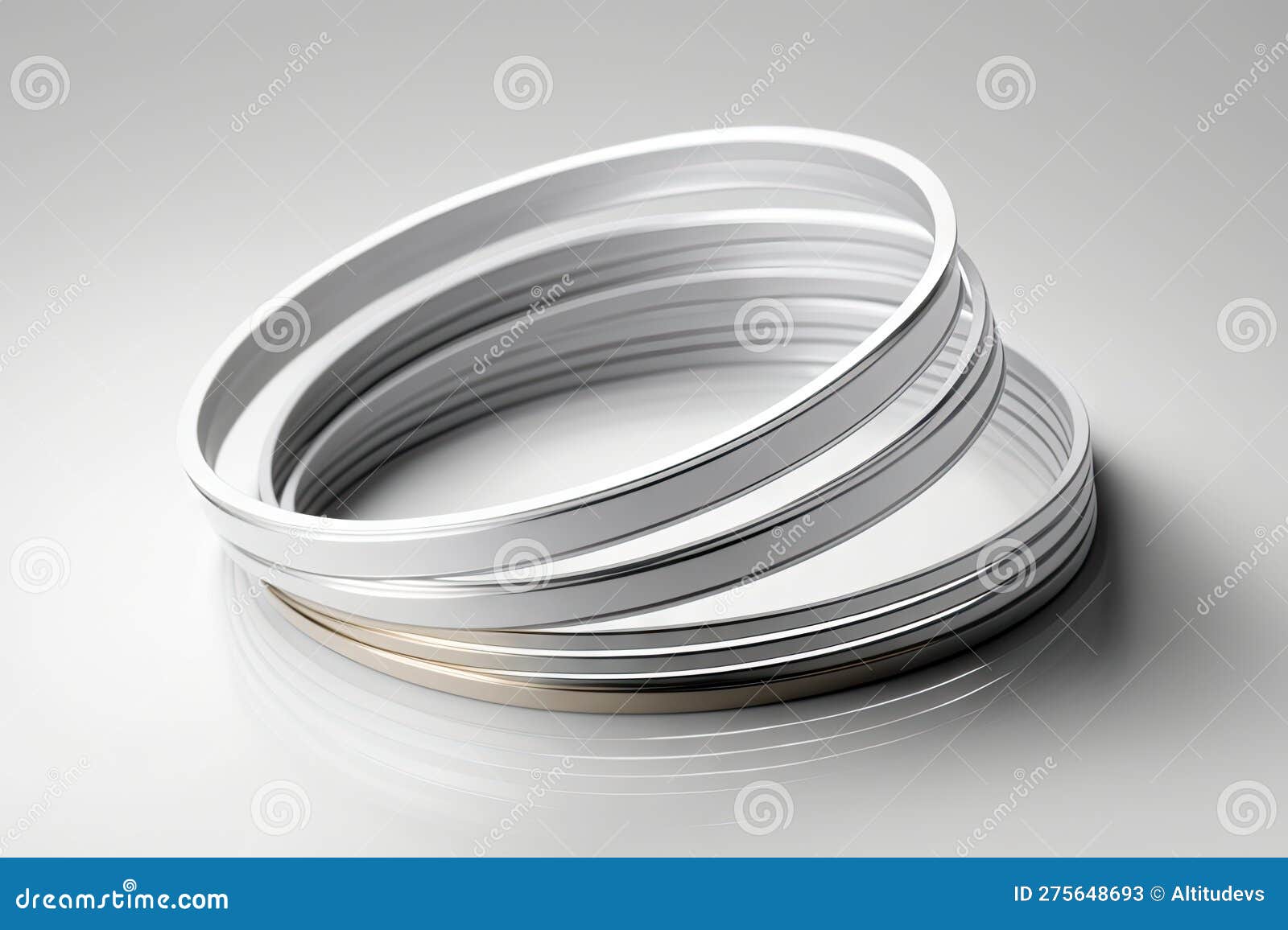 Stack of Minimalist Bracelets on White Background Stock Illustration ...