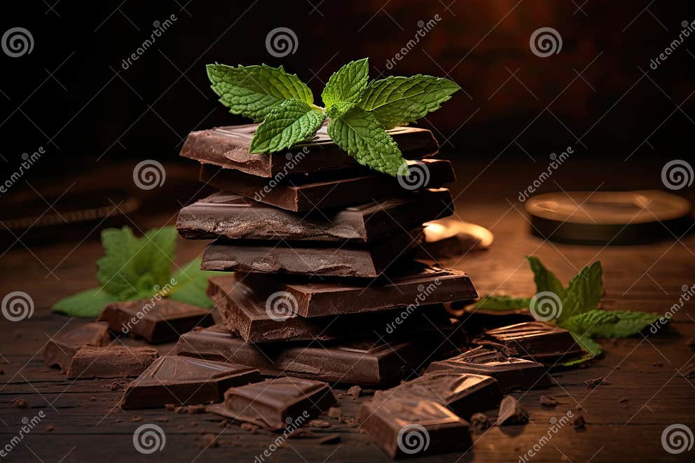 Stack of Mints Chocolate Over Rustic Background Stock Illustration ...
