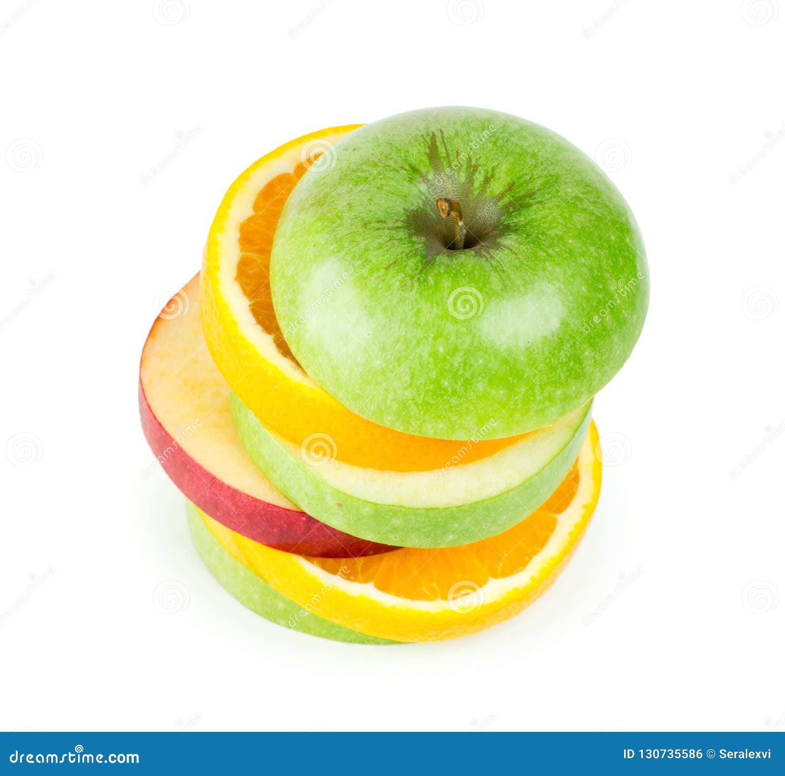 Stack of Mixed Fruit Slices on White Stock Photo - Image of snack, heap ...