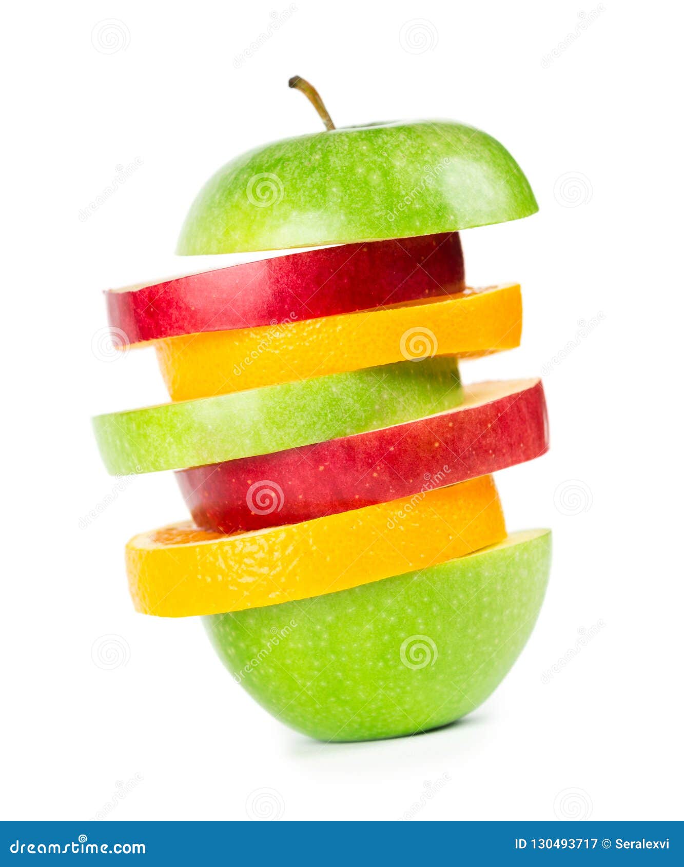 Stack of Mixed Fruit Slices on White Stock Image - Image of vitamins ...