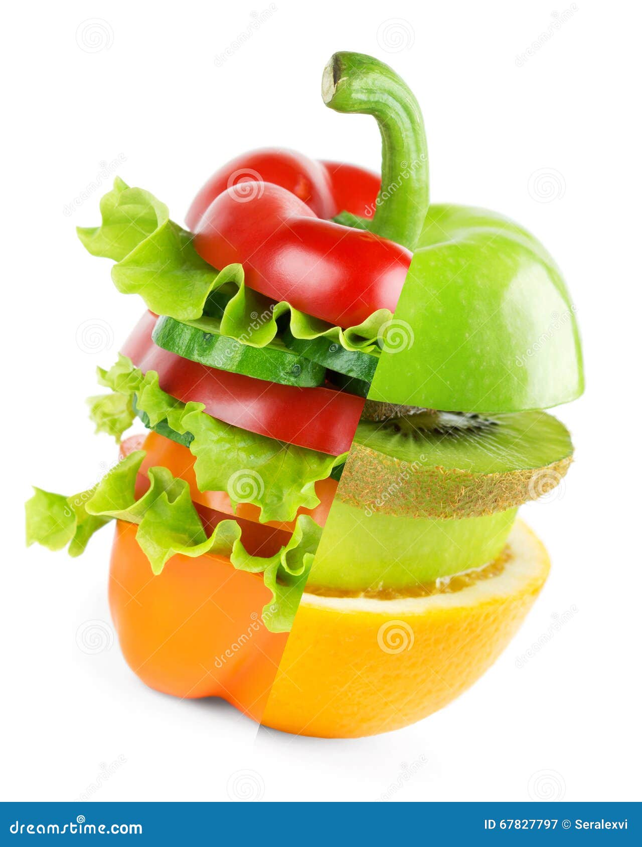 Stack of Mixed Fruit and Vegetable Slices Stock Image - Image of orange ...