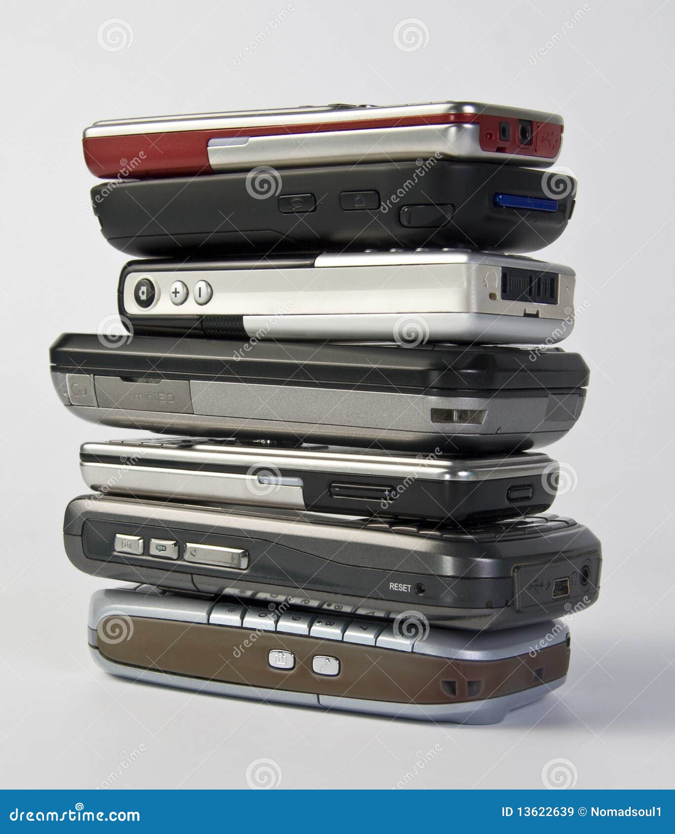 Stack of mobile phones stock image. Image of gray, global - 13622639