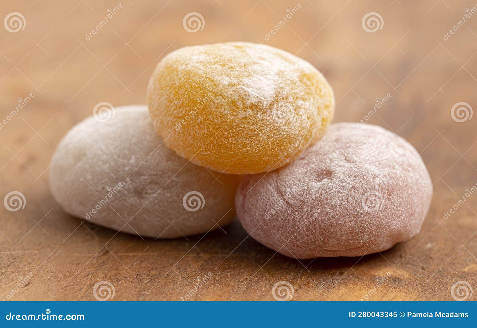 Stack of Mochi Soft Rice Dumplings with Tropical Fruit Filling Stock ...
