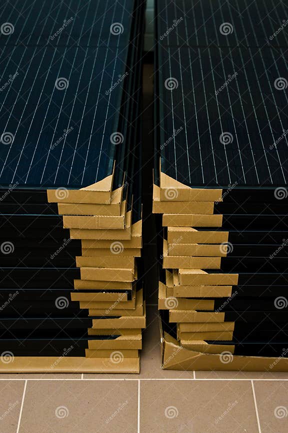 Stack of New Solar Panel Ready for Installation Stock Photo - Image of ...