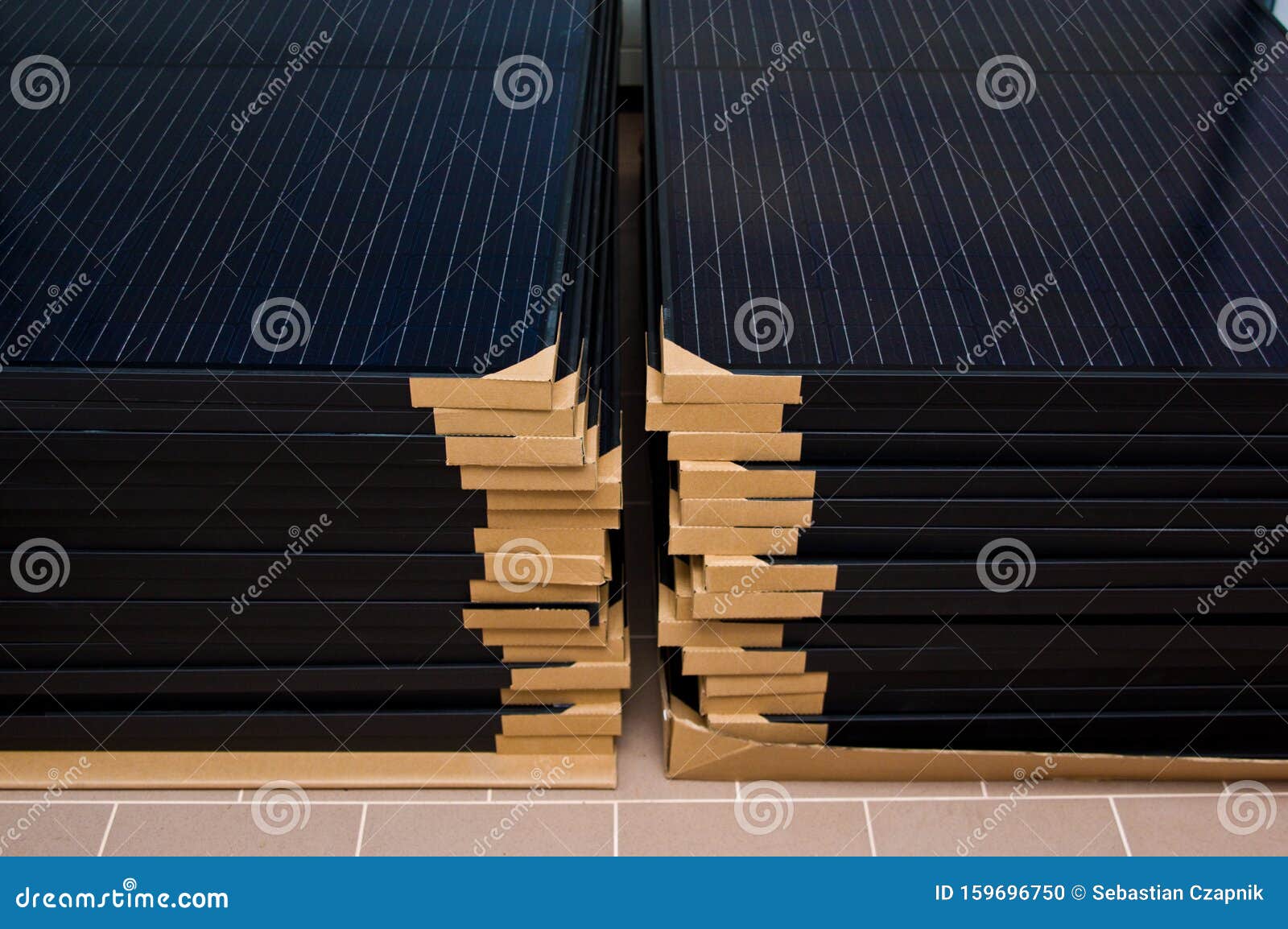 Stack of New Solar Panel Ready for Installation Stock Photo - Image of ...