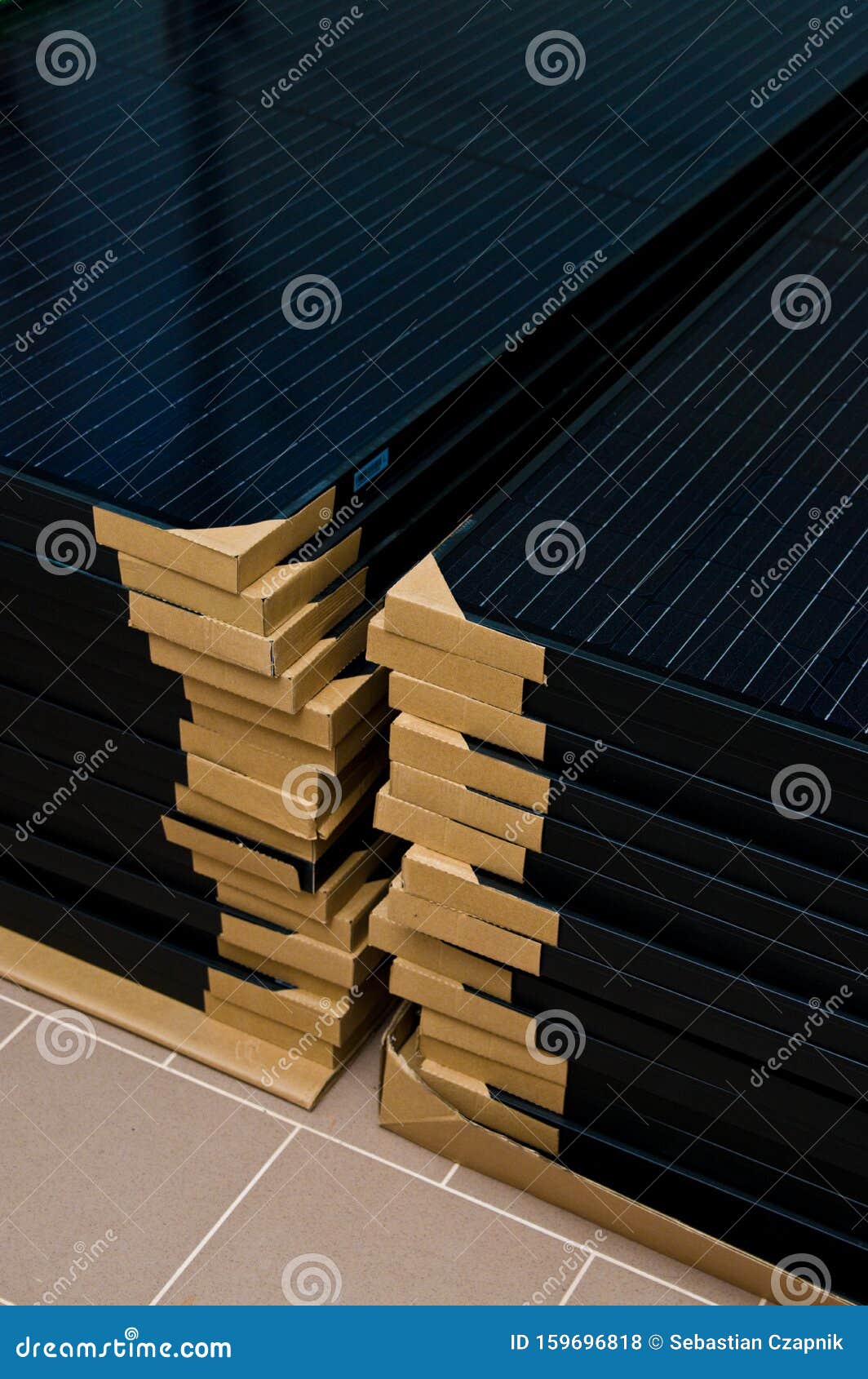 Stack Of New Solar Panel Ready For Installation Stock Photography ...