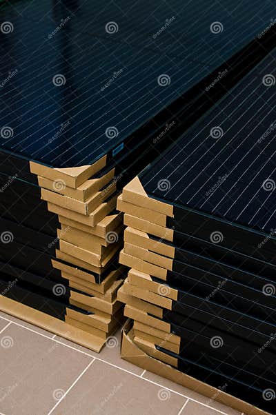 Stack of New Solar Panel Ready for Installation Stock Photo - Image of ...