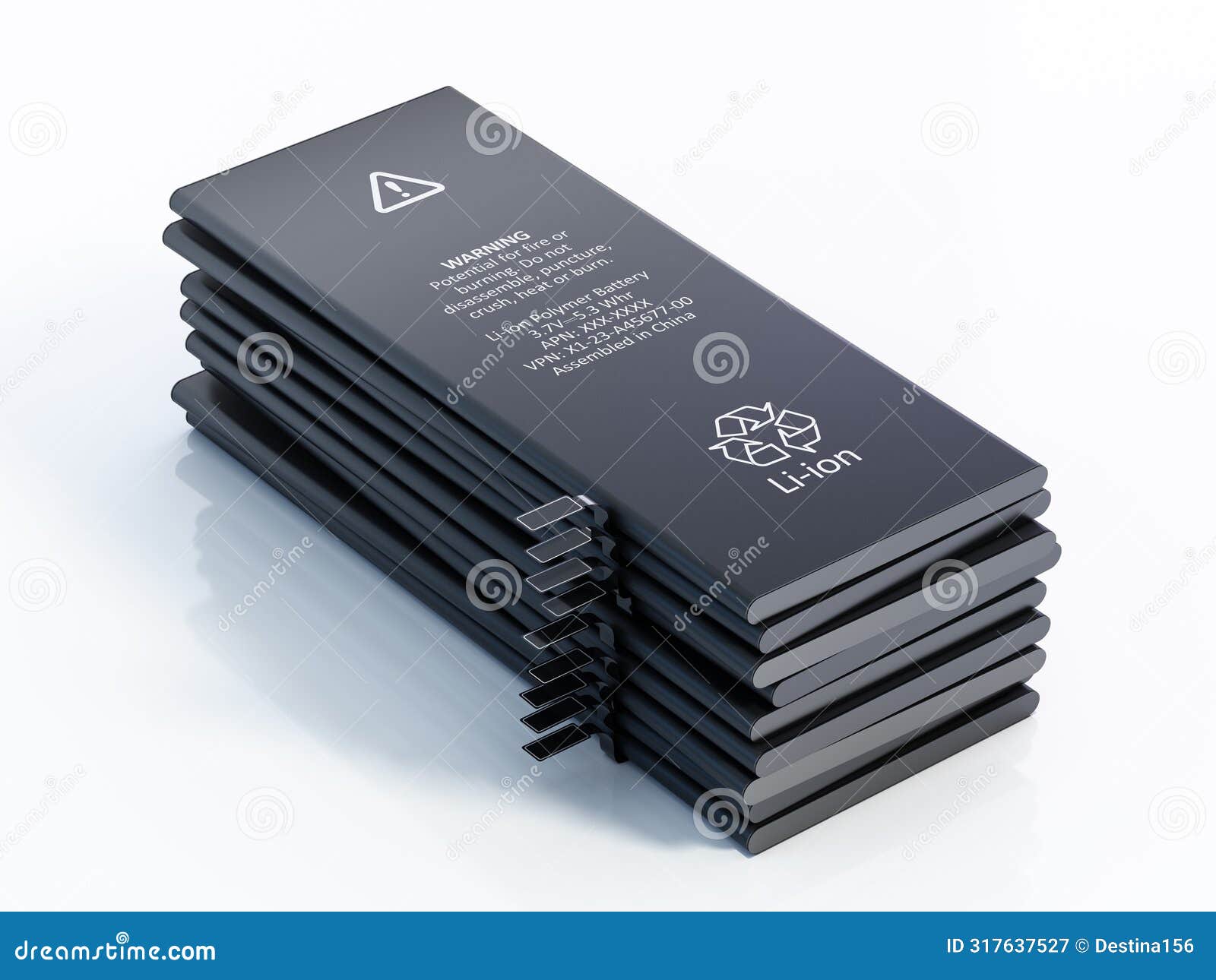 Stack of Modern Lithium Ion Cellphone Batteries Isolated on White ...