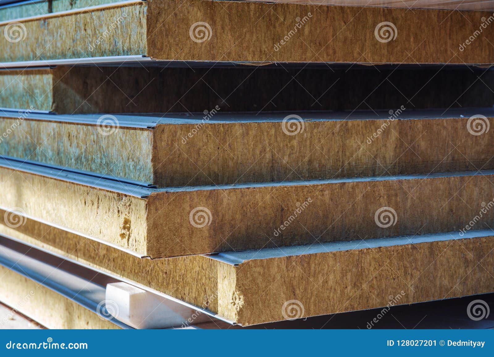 Stack of Modern Sandwich Panel Blocks from Metal Profile and Wool Foam ...