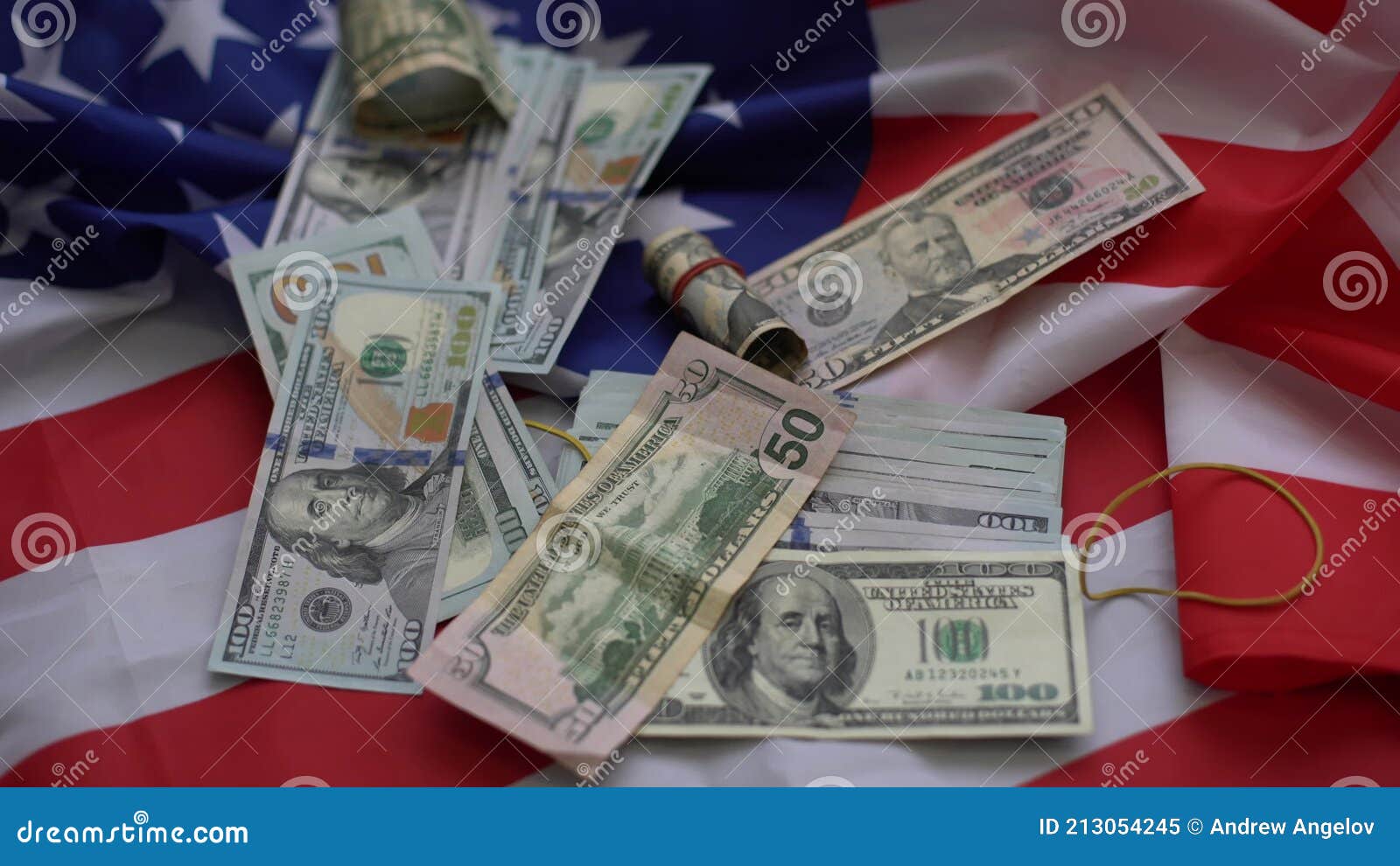 Stack of Money on American Flag. Dollars. Stock Video - Video of green ...