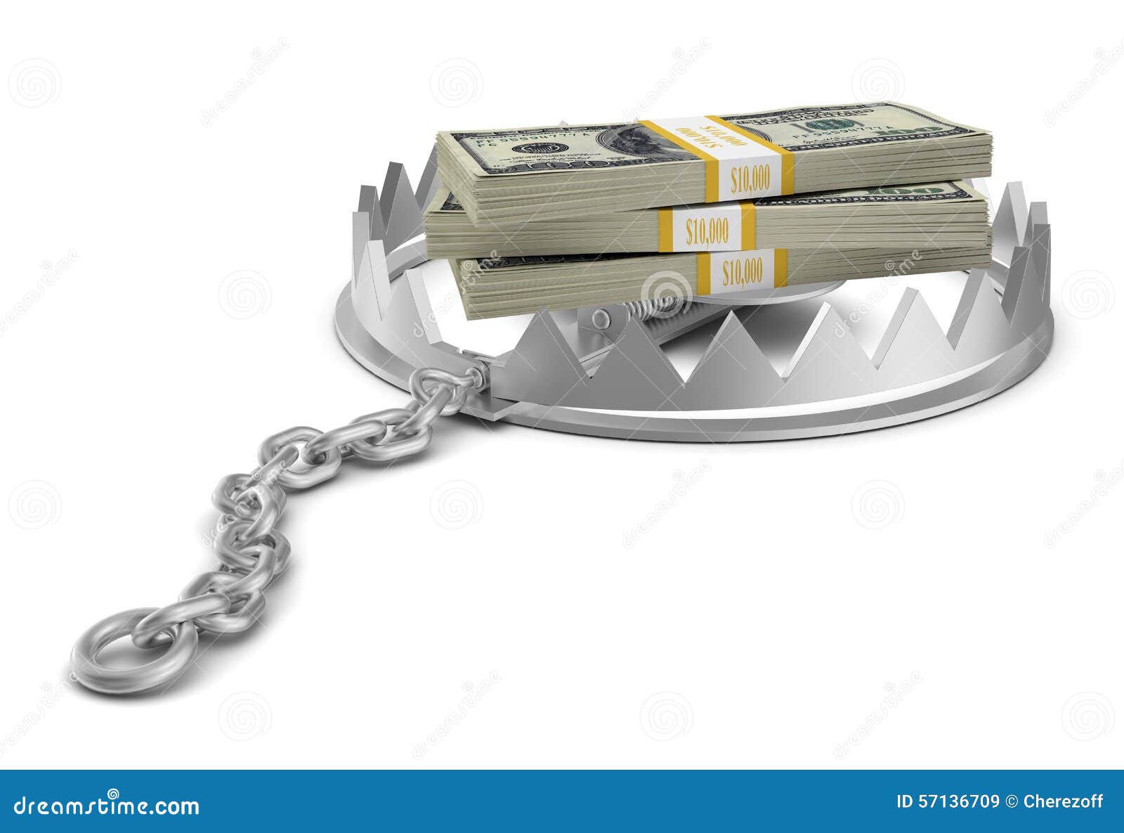 Stack of Money in Bear Trap on White Stock Illustration - Illustration ...