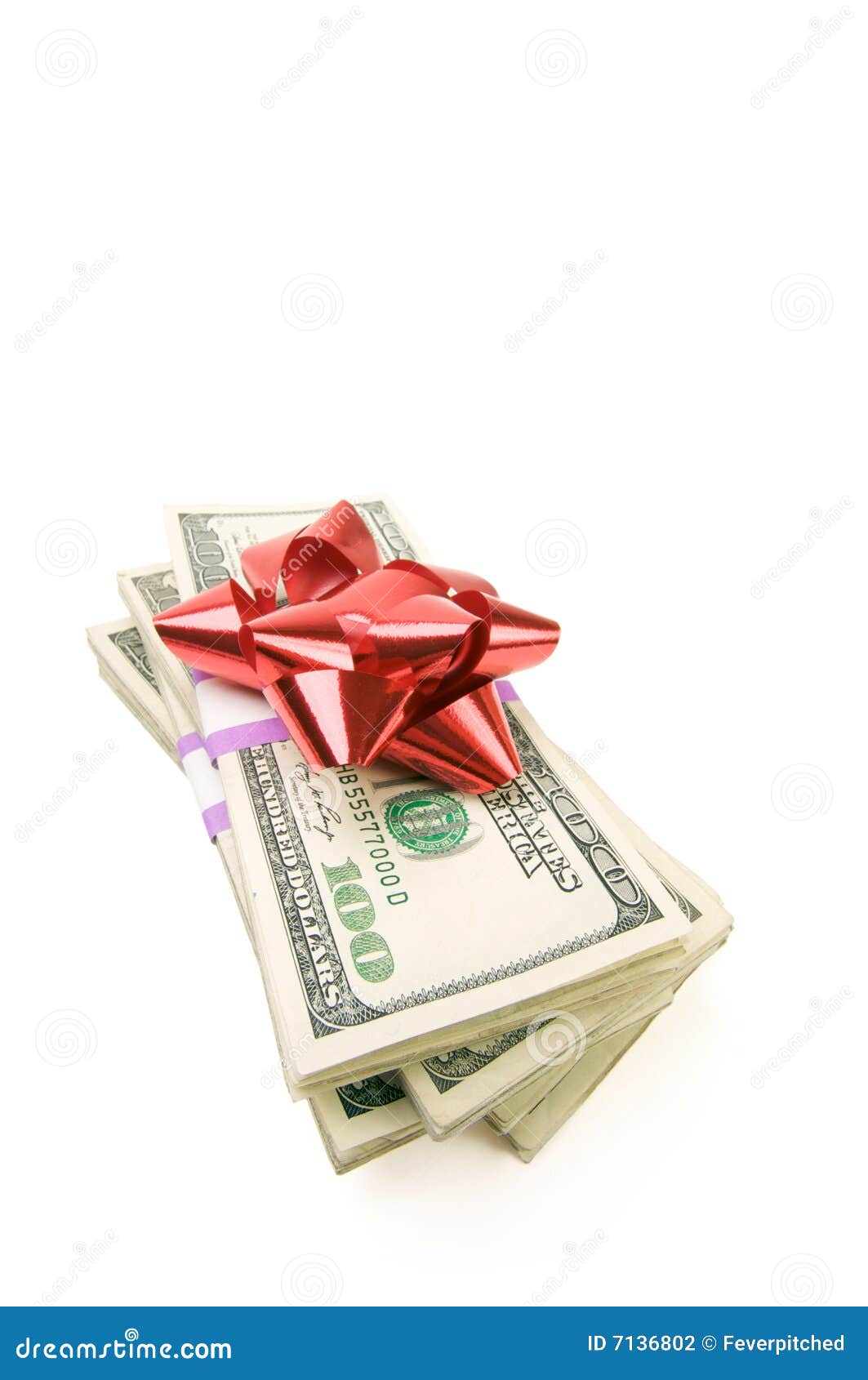 Stack of Money with Bow stock photo. Image of note, profit - 7136802