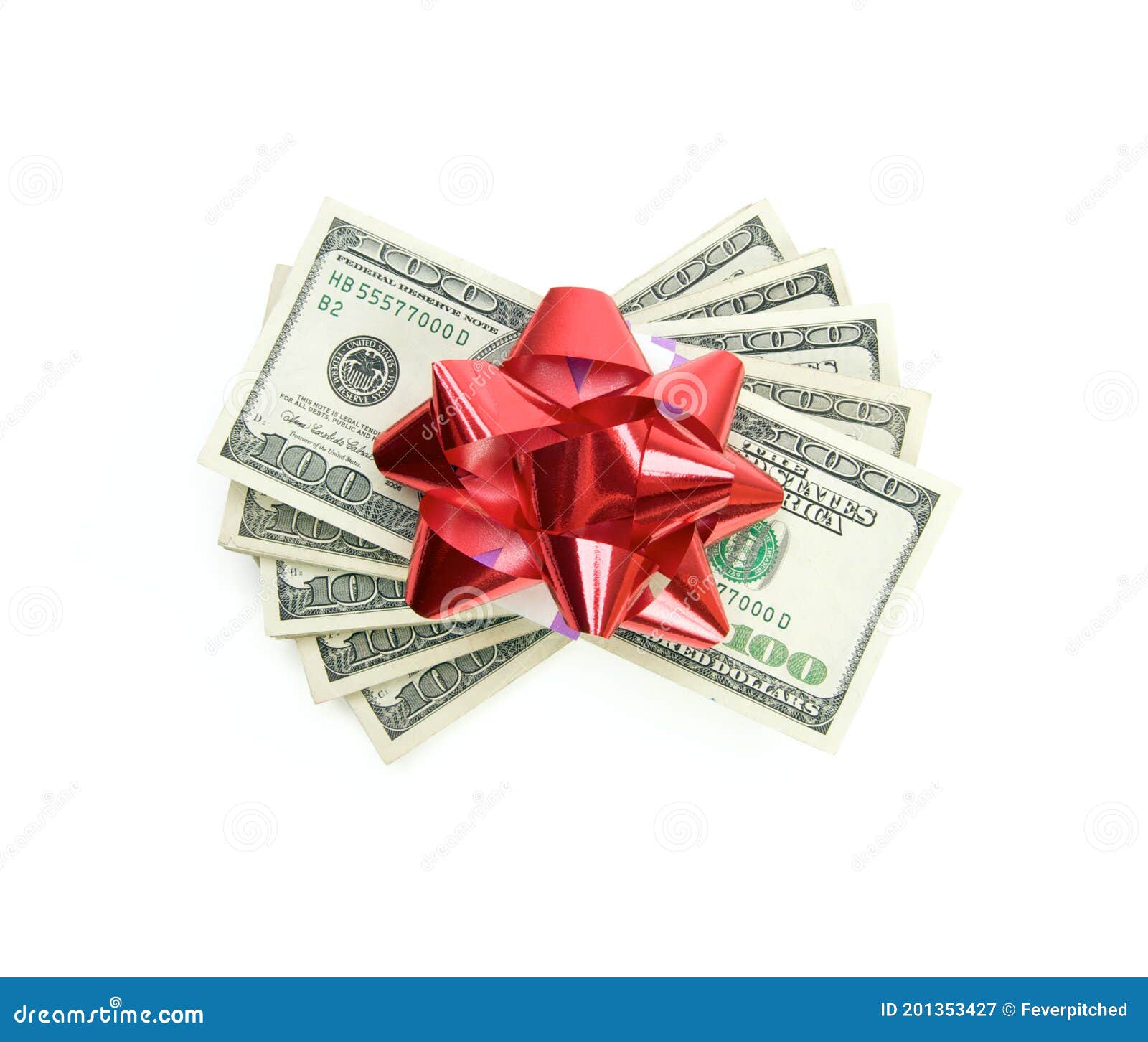Stack of Money with Bow Isolated on a White Background Stock Image ...