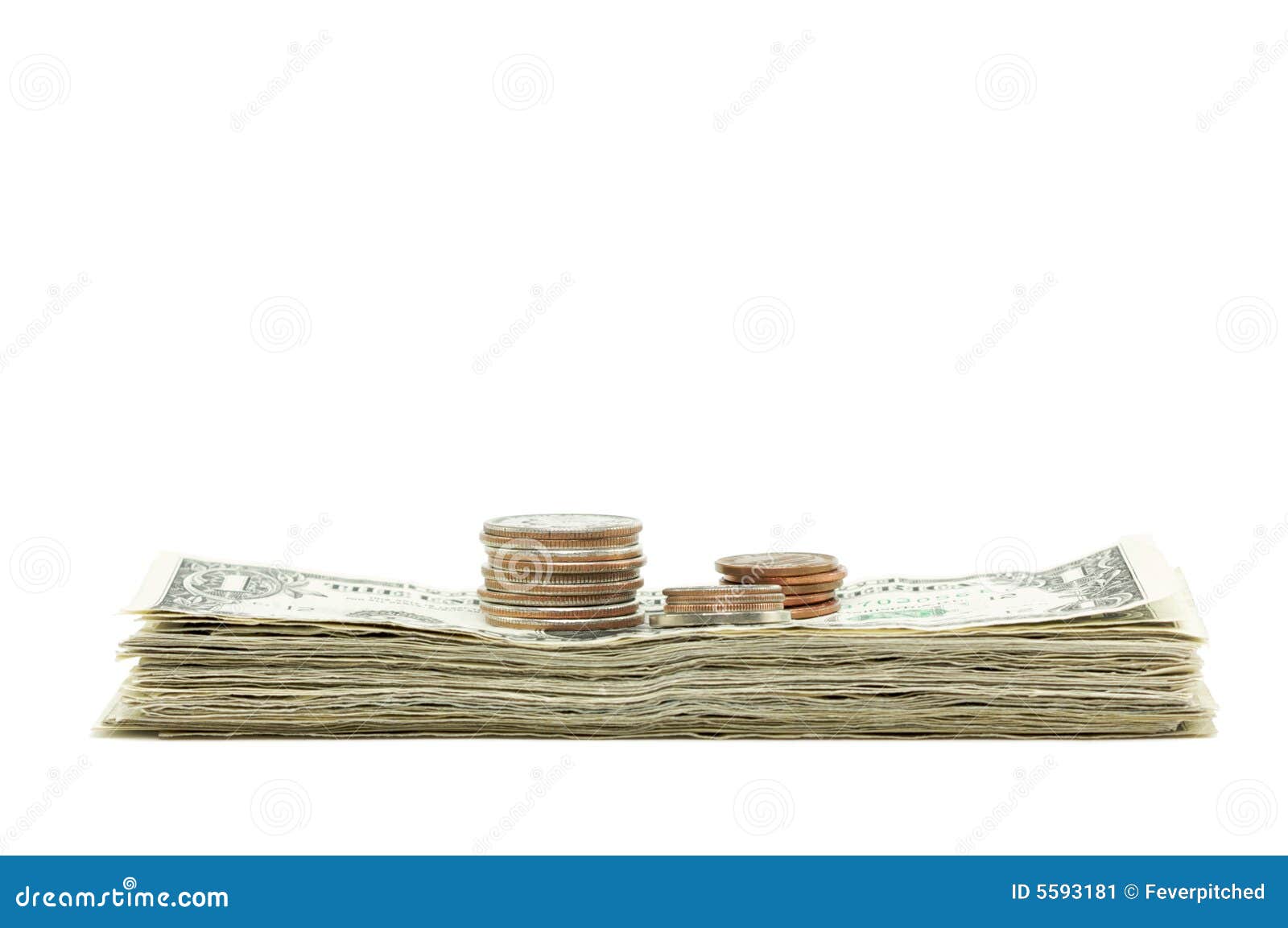 Stack of Money & Coins stock image. Image of asset - 5593181