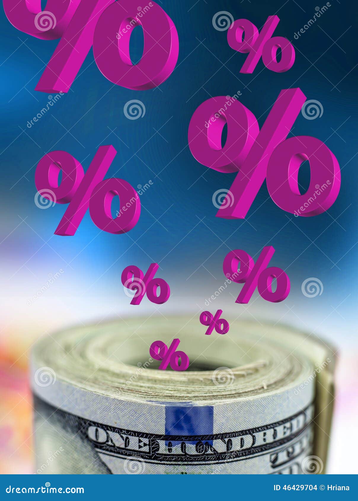 Stack of Money with 3d Percent Signs Stock Illustration - Illustration ...