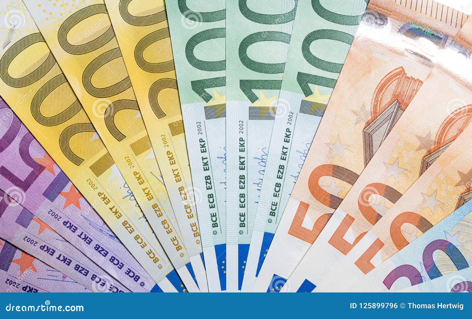 Stack of Money with 50 100 200 and 500 Euro Banknotes Stock Photo ...