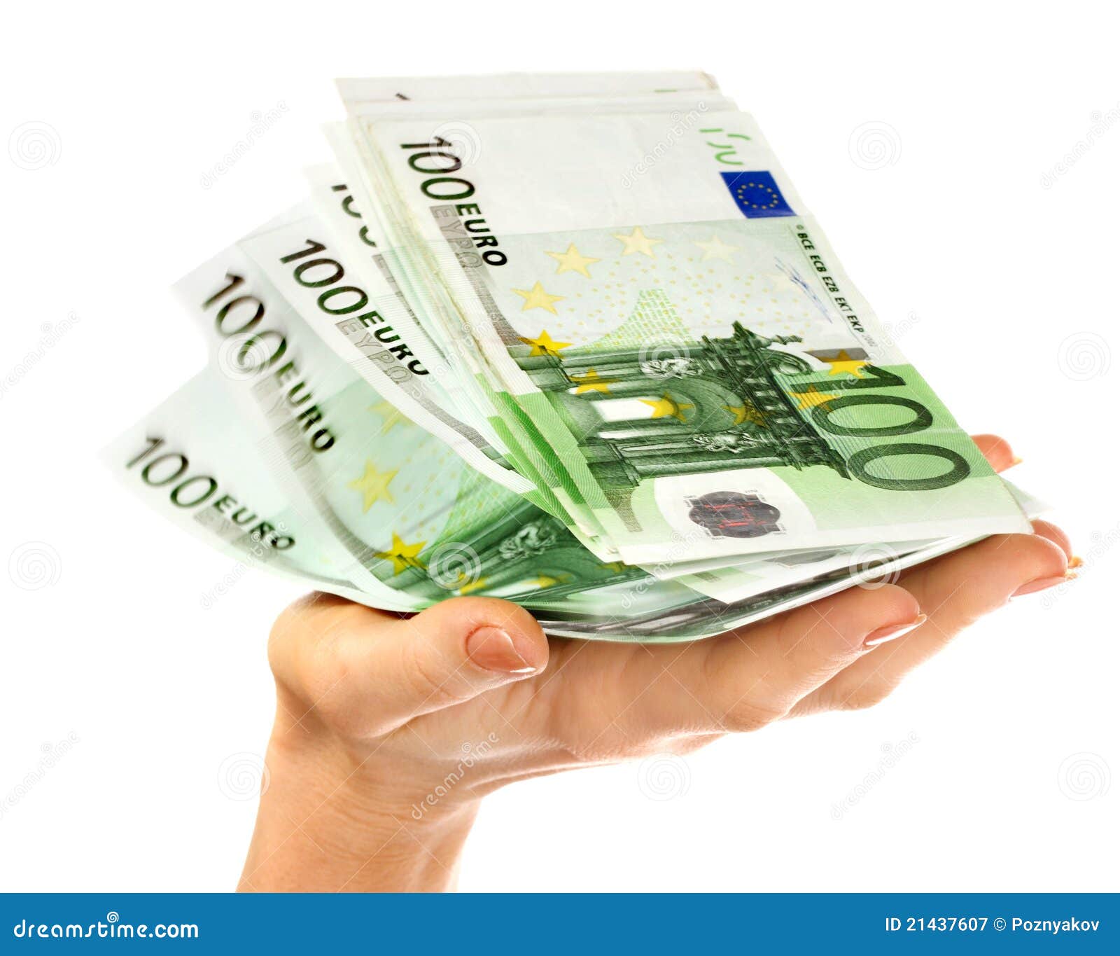 Stack Money in Female Hand. Stock Image - Image of pile, note: 21437607