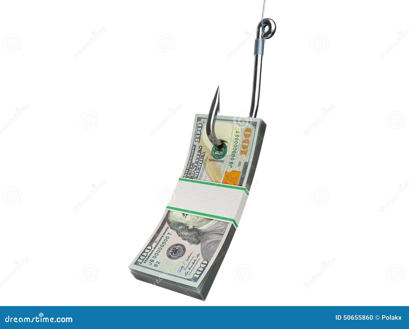 Stack of Money on the Fishing Hook Isolated on White Stock Illustration ...