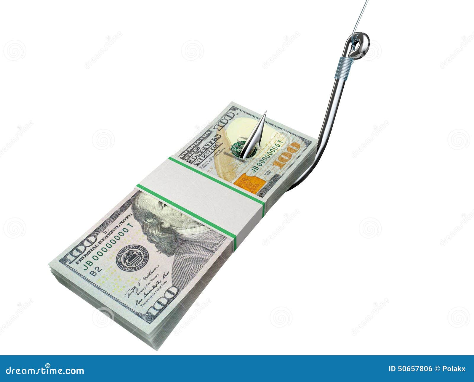 Stack of Money on the Fishing Hook Isolated on White Stock Illustration ...